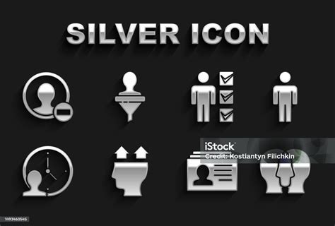 남자의 사용자 프로젝트 팀 기반 이력서 시간 관리 비즈니스 정장 계정 화면 만들기 및 헤드 헌팅 아이콘을 설정합니다 벡터 개념에 대한 스톡 벡터 아트 및 기타 이미지