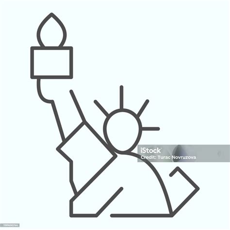 자유의 여신상 얇은 선 아이콘입니다 흰색에 격리 된 미국 기념물 벡터 그림입니다 미국 기호 개요 스타일 디자인 웹 및 응용 프로그램을 위해 설계 Eps 10 0명에 대한