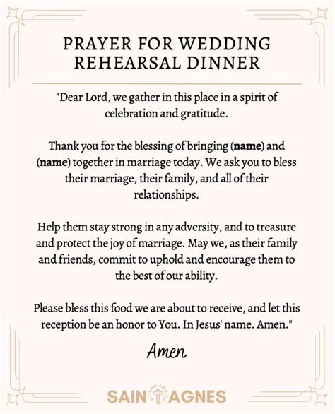 8 Best Prayers For Wedding Rehearsal Dinner With Images