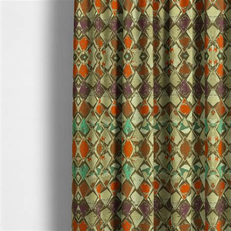 Hawaii Modern Diamond Geometric Pattern Teal Orange Purple Chenille