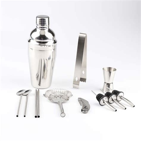 12pcs Bartender Set Stainless Steel Bar Set Shaker Grandado