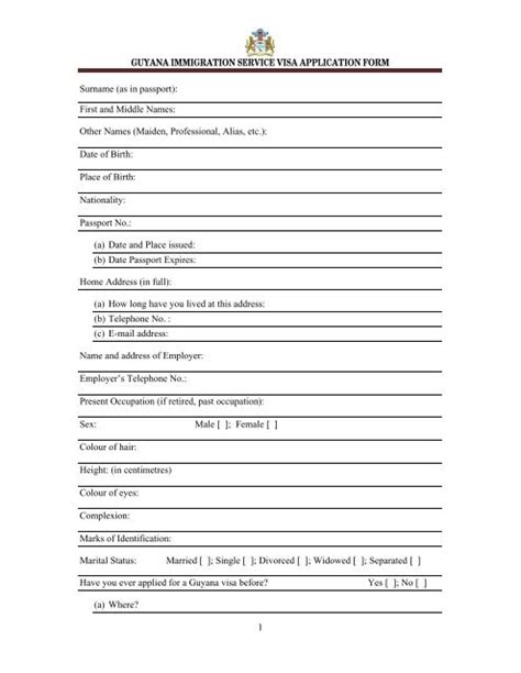 Guyana Immigration Service Visa Application Form Guyana News