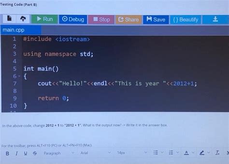 solved testing code part b run debug stop share a save { }