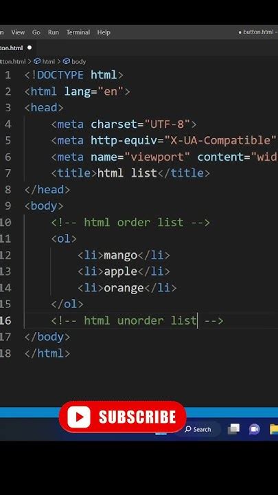 Html Order And Unorder List Youtube