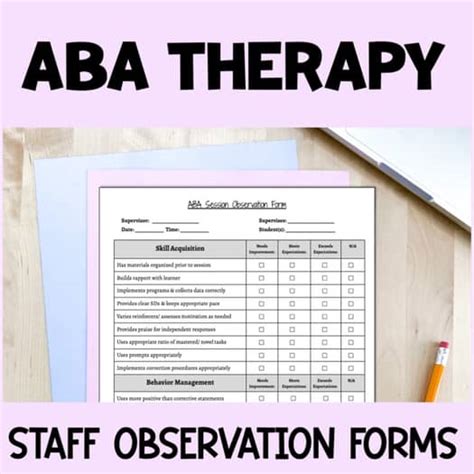 Aba Therapy Staff Observation Checklist Form Editable Free Tpt