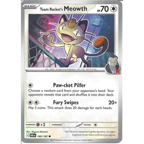 Pokemon Trading Card Game 149182 Team Rockets Meowth Common Card