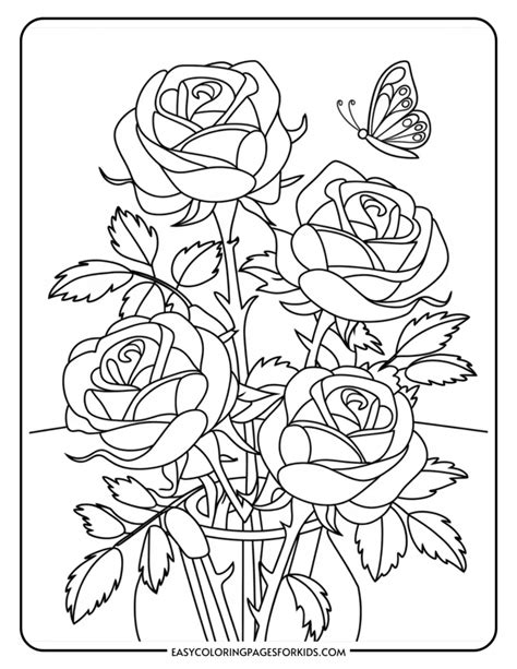 Rose Coloring Pages For Kindergarten