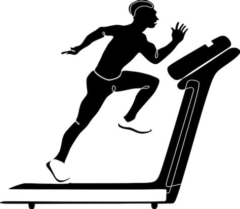 Premium Vector Vector Line Drawing Of A Man Running On A Treadmill In Black And White Colors