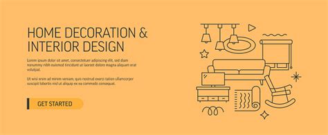 홈 장식 및 인테리어 디자인 관련 웹 배너 라인 스타일 웹 배너 웹 사이트 헤더 등에 대한 현대 디자인 벡터 일러스트레이션 0명에 대한 스톡 벡터 아트 및 기타 이미지