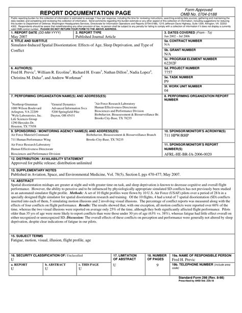 Pdf Simulator Induced Spatial Disorientation Effects Of Age Sleep Deprivation And Type Of