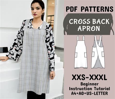 Cross Back Apron Pattern Pinafore Pattern Pdf Crossback Women Linen