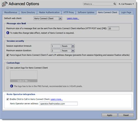 integrating kerio connect with kerio operator