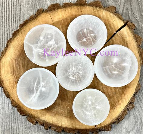 6 Pcs Large Natural Selenite Aka Satin Spar Bowl ~10cm Kaylee Nyc