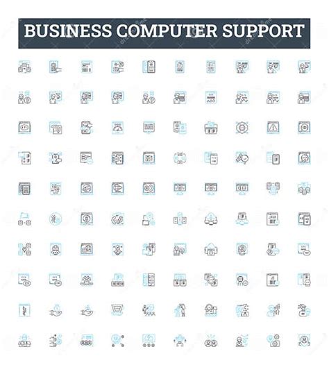 Business Computer Support Vector Line Icons Set It Support Business Computer Technical