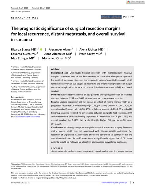 Pdf The Prognostic Significance Of Surgical Resection Margins For