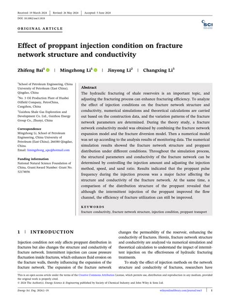 Pdf Effect Of Proppant Injection Condition On Fracture Network