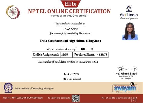 I Am Pleased To Share That I Have Successfully Completed The Nptel