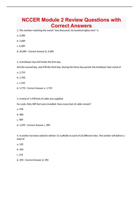 Nccer Module 2 Review Questions With Correct Answers Nccer Stuvia Us