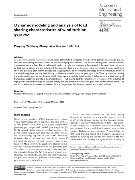 pdf dynamic modeling and analysis of load sharing characteristics of
