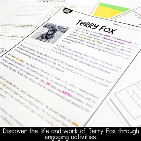 Terry Fox Biography Pack Reading Comprehension Canadian Hero Digital