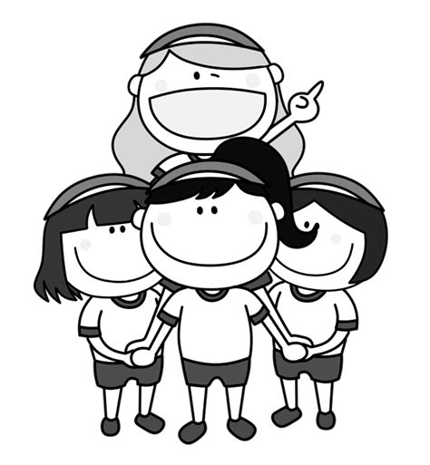 運動会の騎馬戦の白黒イラスト 女子 フリー素材 かくぬる素材工房