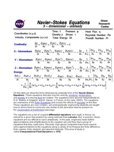 Navier Stokes Equations Pdf Navier Stokes Equations Fluid Dynamics