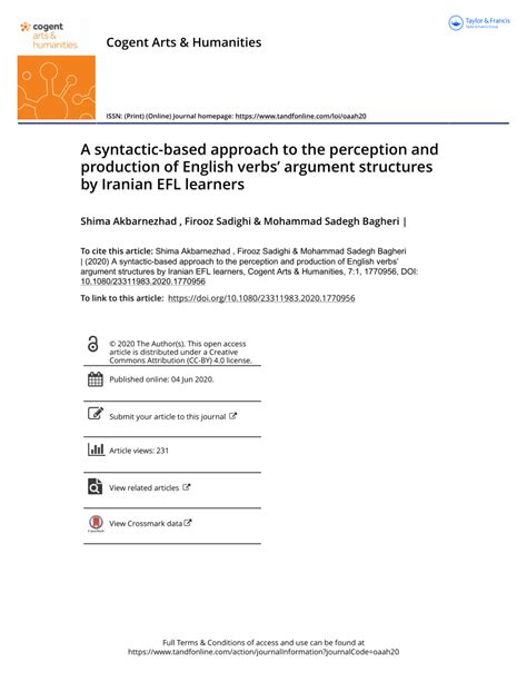 Pdf A Syntactic Based Approach To The Perception And Production Of