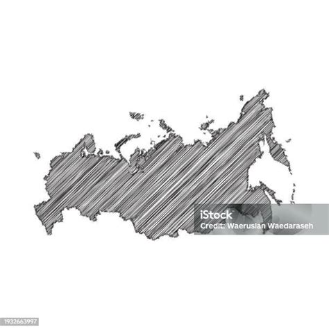 러시아의 낙서지도 검은 그림 흰색 배경에 연필 스케치 벡터 일러스트 레이 션 Eps10 개념에 대한 스톡 벡터 아트 및 기타 이미지 Istock
