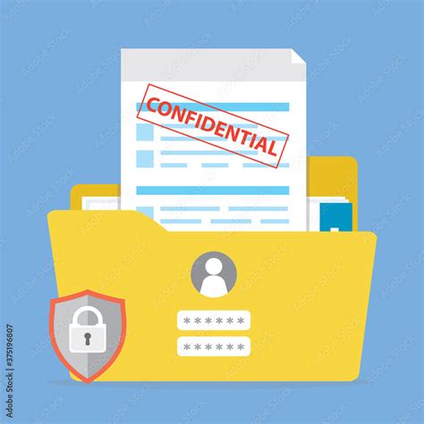 Yellow Folder With Confidential Documents Sensitive Data And Information Data Protection
