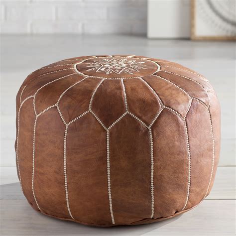 Bungalow Rose Soukaina Leather Pouf Ottoman And Reviews Wayfair