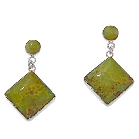 Jay King Sterling Silver Green Opal Drop Earrings Hsn