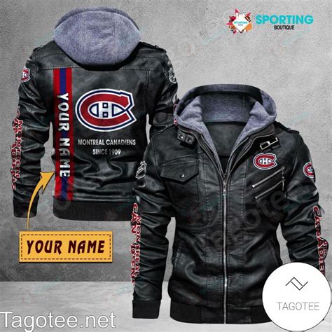 Montreal Canadiens Custom Name Logo Leather Jacket Tagotee