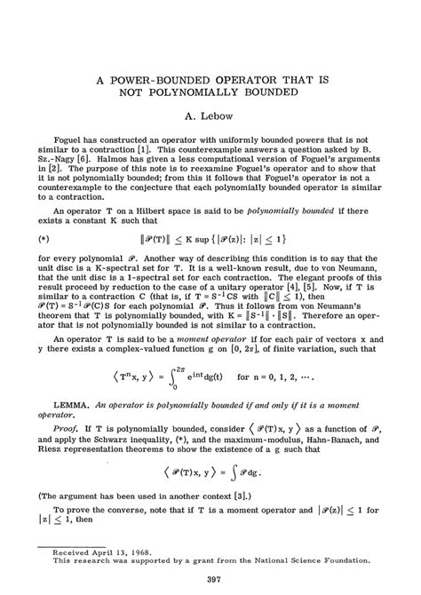 Pdf A Power Bounded Operator That Is Not Polynomially Bounded