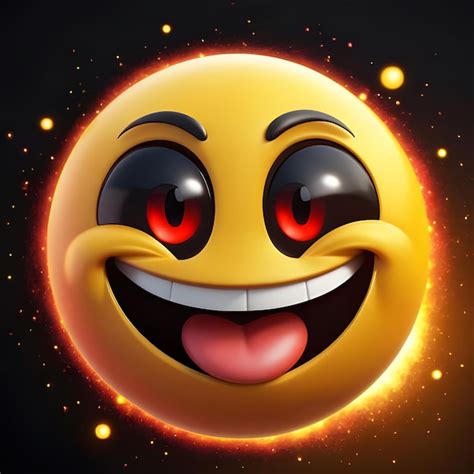 Evil Emoji With Red Eyes And A Grinning Face 3d Rendered Illustration