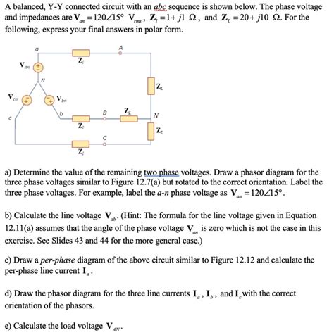 solved a balanced y y connected circuit with an abc