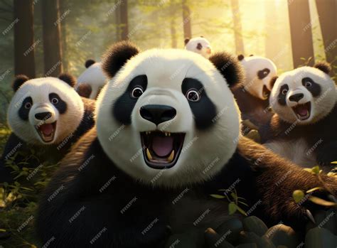 Premium Ai Image A Group Of Pandas