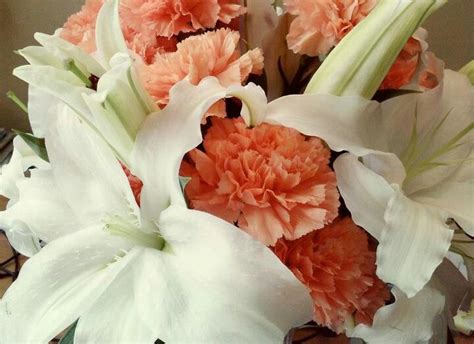 White And Pink Carnations And Lilies Bouquet