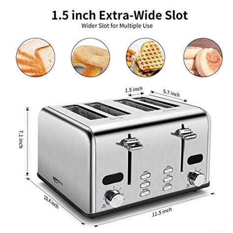 Keenstone Toaster 4 Slice Stainless Steel Toasters With Timer Wide