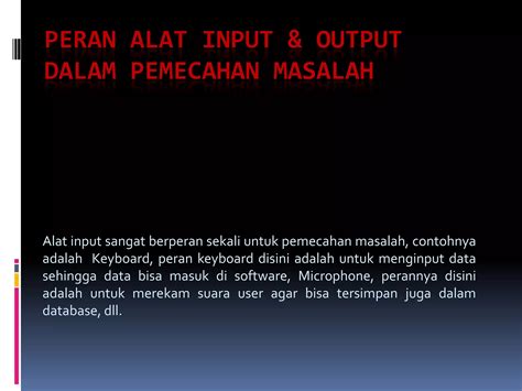 Peran Alat Input Output Komputer PPT