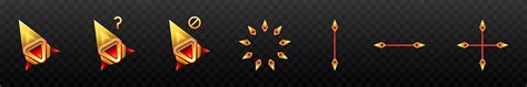Yellow And Red Color Themed Custom Gaming Mouse Cursor Icons Set For Futuristic Game Ui Designs