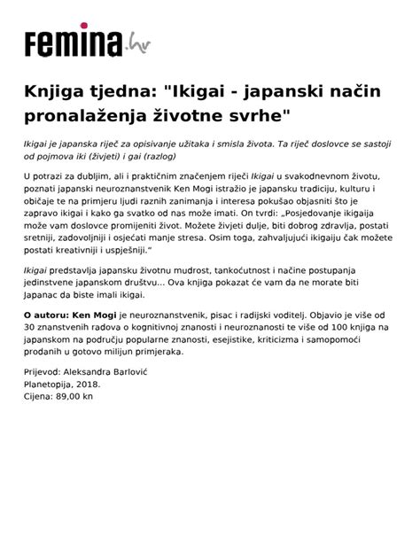 7488 Knjiga Tjedna Ikigai Japanski Nacin Pronalazenja Zivotne Svrhe Pdf