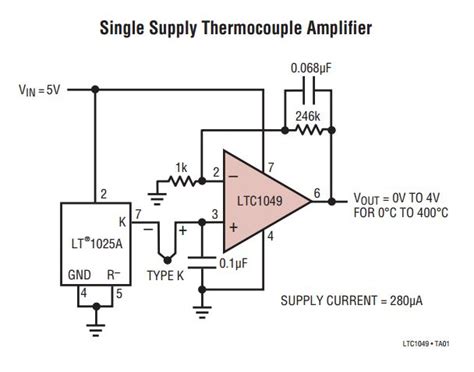 k type thermocouple amplifier schematic