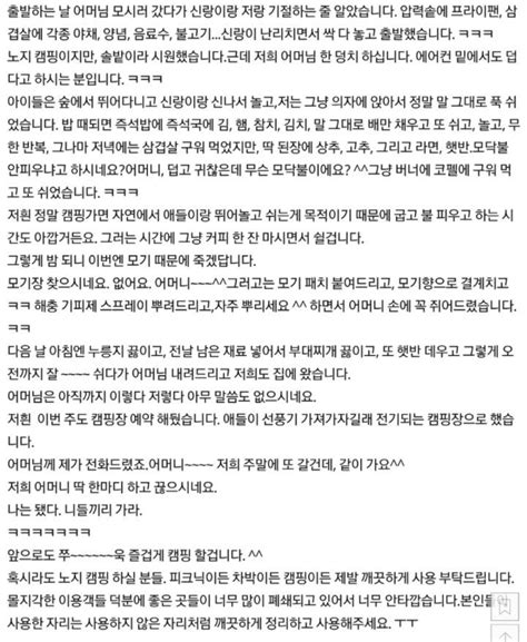 판에서도 욕먹은 시댁과의 캠핑ㅋㅋ DogDrip Net 개드립