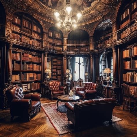 Premium Photo A Large And Luxury Old Style Private Library