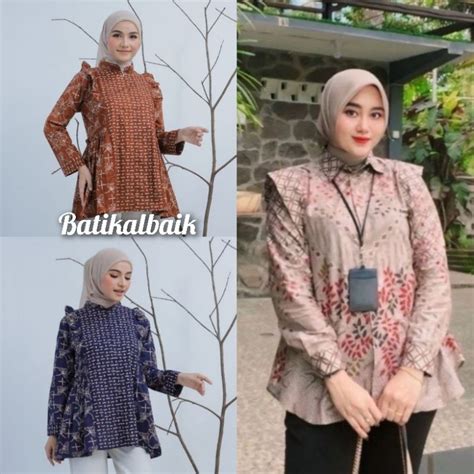 Jual Blouse Batik Wanita Modren Terbaru Batik Seragam Batik Wanita Kerja Shopee Indonesia