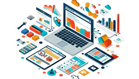 Premium Vector Concept With Laptop Computer Charts Diagrams Graphs