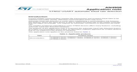 Pdf Stm32 Usart Automatic Baud Rate Detection · November 2016 Docid029725 Rev 1 1 22 1 An4908