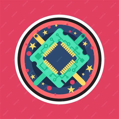 Premium Vector Computer Processor Chip With Cable Wire Symbol Of