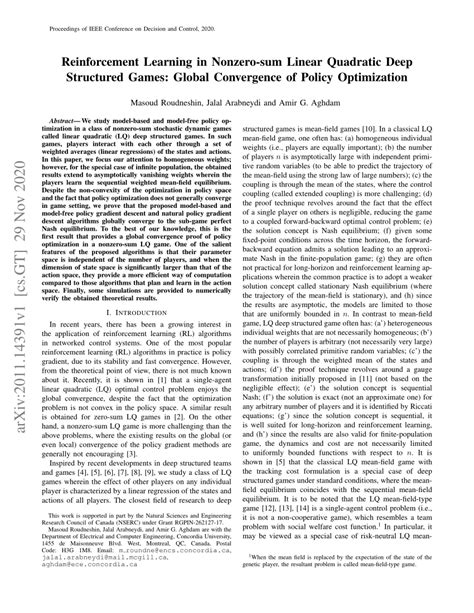 Pdf Reinforcement Learning In Nonzero Sum Linear Quadratic Deep