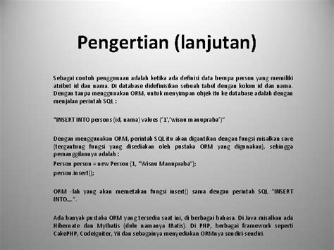 Orm Object Relational Mapping Terjemahan Pengertian Orm Adalah